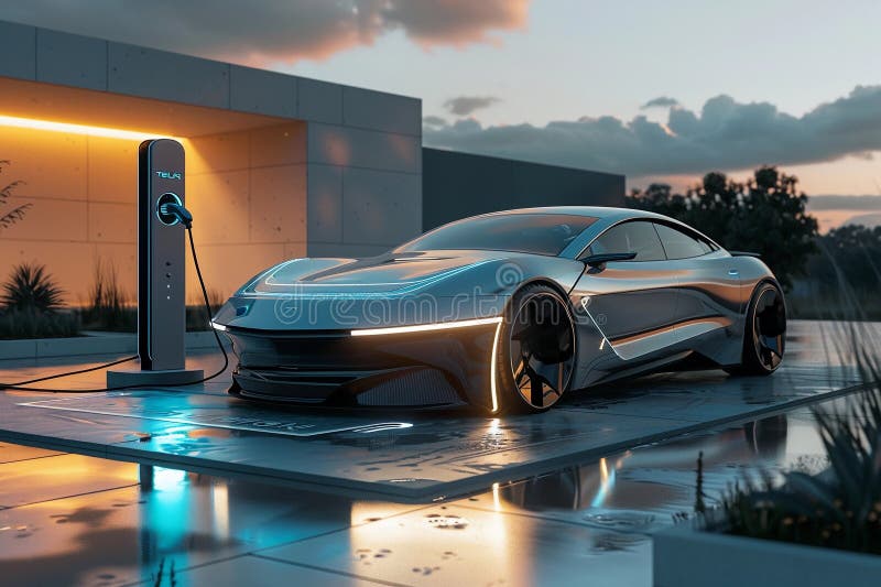 Power Source for Charging the Battery of a Electric Car Stock ...