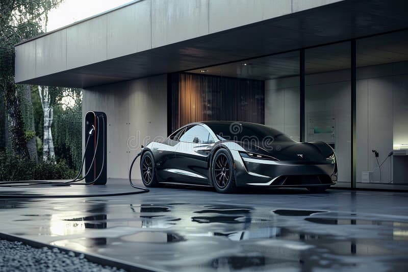 Power Source for Charging the Battery of a Electric Car Stock ...