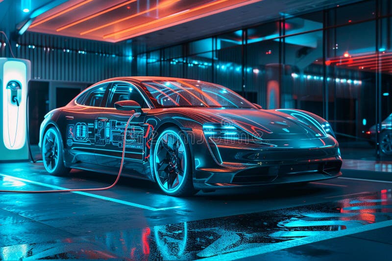 Power Source for Charging the Battery of a Electric Car Stock Image ...