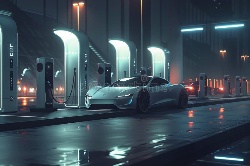 Power Source for Charging the Battery of a Electric Car Stock Image ...