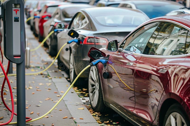 Power Source for Charging the Battery of a Electric Car Stock Image ...