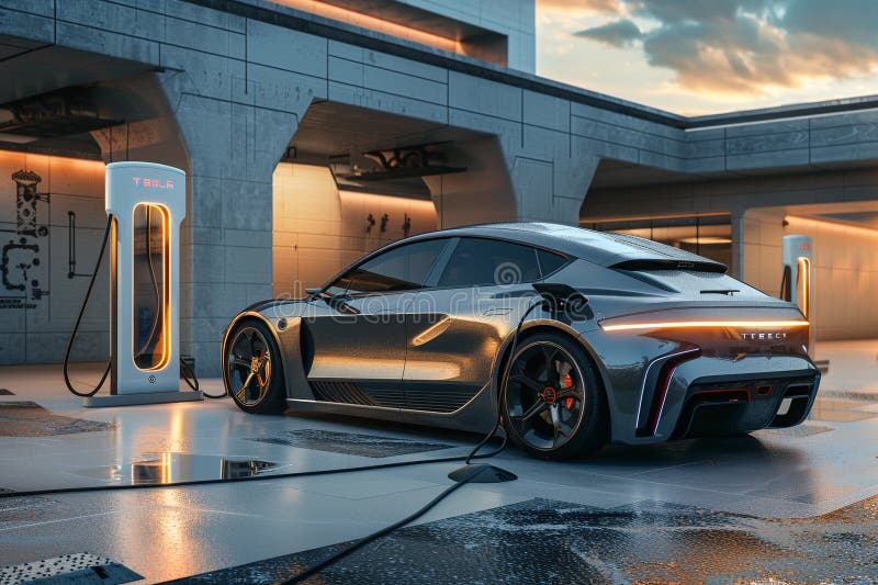 Power Source for Charging the Battery of a Electric Car Stock Image ...