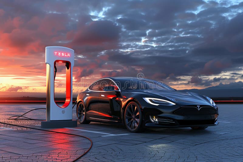 Power Source for Charging the Battery of a Electric Car Stock Photo ...