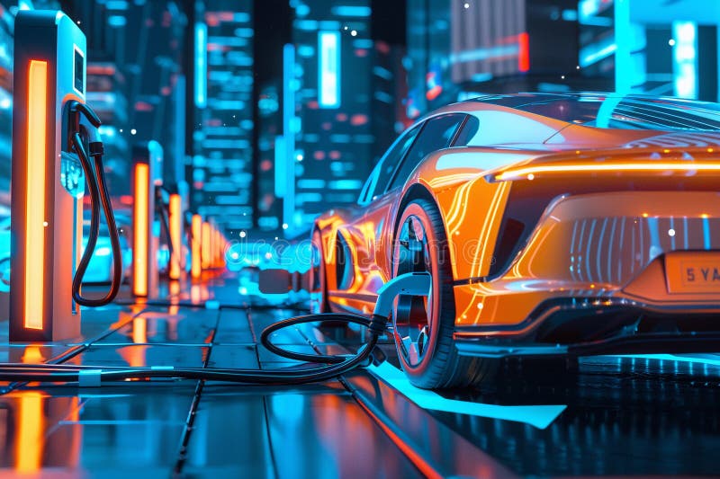 Power Source for Charging the Battery of a Electric Car Stock Image ...