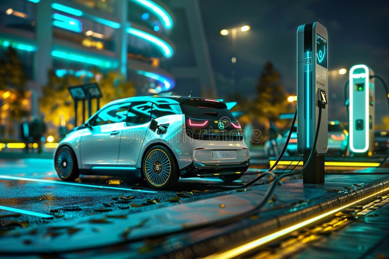 Power Source for Charging the Battery of a Electric Car Stock Photo ...