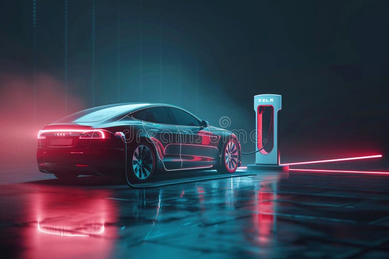 Power Source for Charging the Battery of a Electric Car Stock Image ...