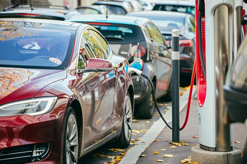 Power Source for Charging the Battery of a Electric Car Stock Photo ...