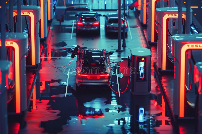 Power Source for Charging the Battery of a Electric Car Stock Image ...