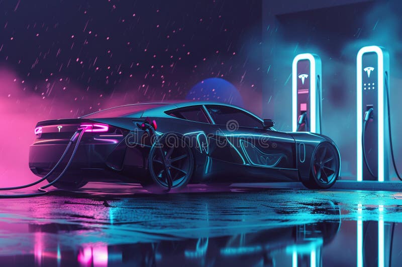 Power Source for Charging the Battery of a Electric Car Stock Image ...