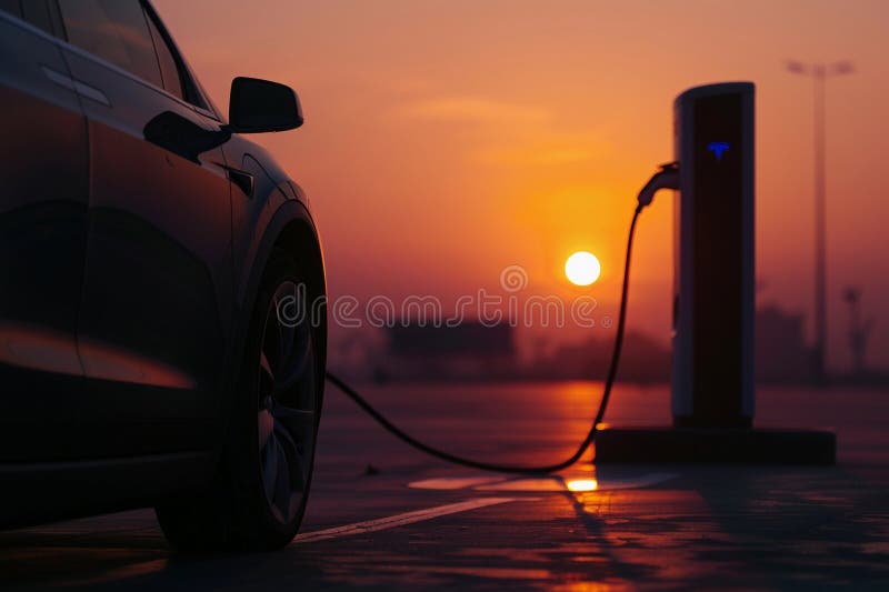 Power Source for Charging Battery of Hybrid Electric Car on Road Stock ...