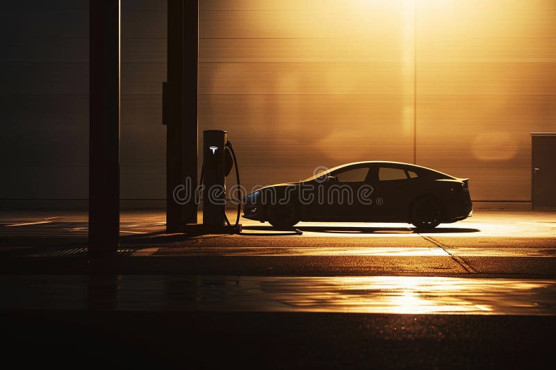 Power Source for Charging Battery of Hybrid Electric Car on Road Stock ...