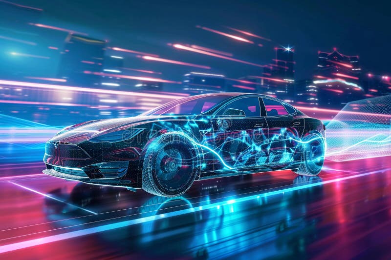 Power Source for Charging Battery of Hybrid Electric Car on Road Stock ...