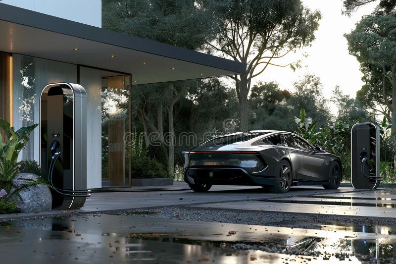 Power Source for Charging Battery of Hybrid Electric Car on Road Stock ...