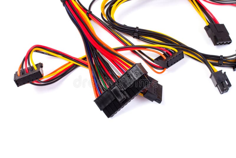 Power Source Wires for Computer Stock Image - Image of connectors ...