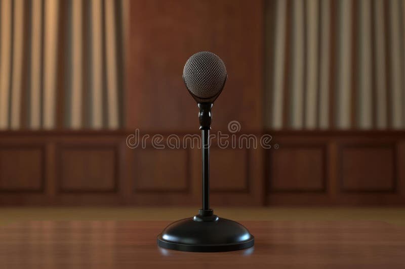 The Power of the Spoken Word, a Single Microphone on a Wooden Table ...