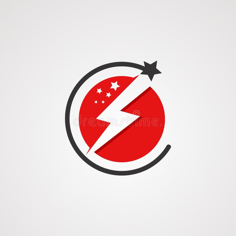 Power Star Logo Vector with Circle Red Color Concept, Element, Template ...