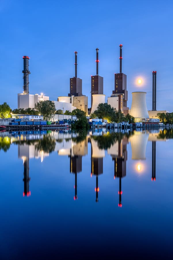 A Power Station in Berlin during Blue Hour Stock Image - Image of ...