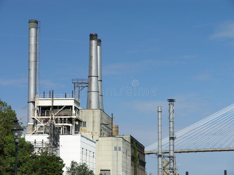 Power Station with bridge stock photo. Image of tower - 2261712