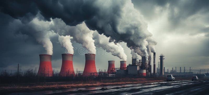 Power Station Chimneys are Producing Lots of Smoke and Polluting the ...