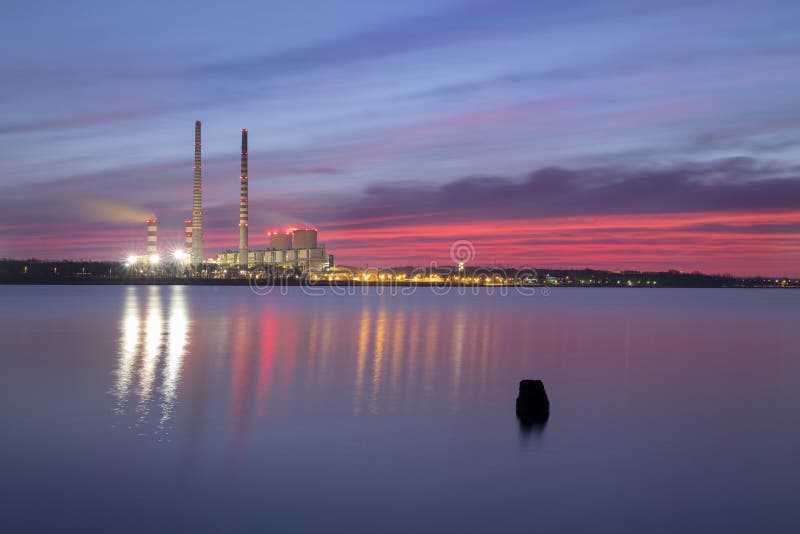 Power station at dawn stock photo. Image of morning - 173522916