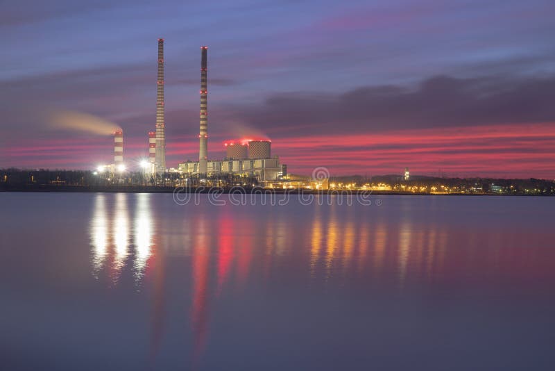 Power station at dawn stock photo. Image of morning - 173523136