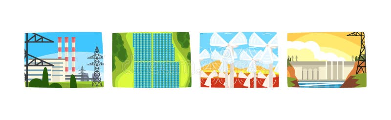 Power Station and Energy Source Generation Vector Set Stock Vector ...