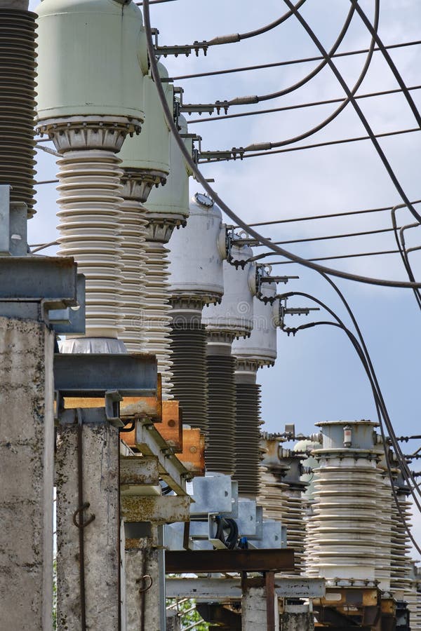 Power Station Equipment with Outdoor Transformers Stock Photo - Image ...