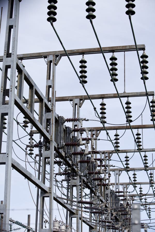 Electricity Pylons and Power Station Stock Photo - Image of landscape ...