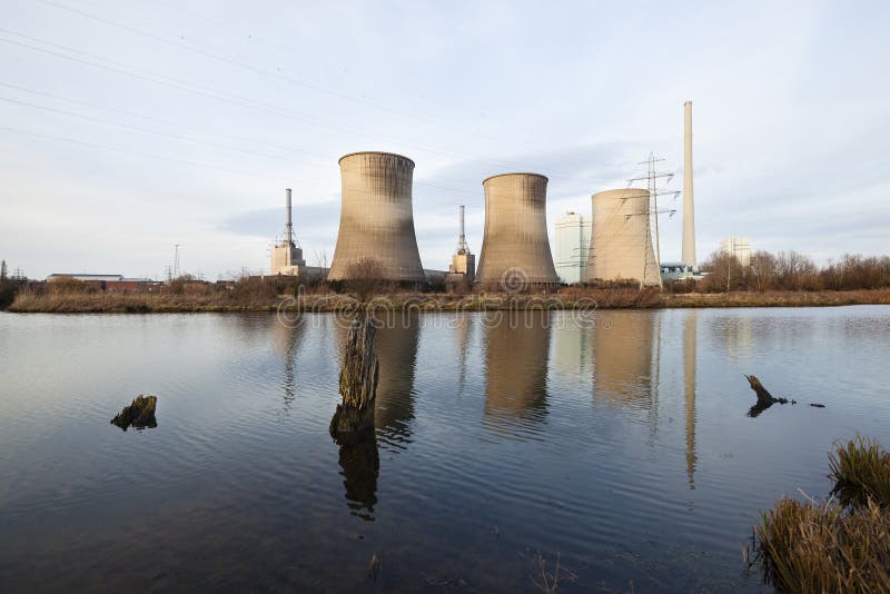 Power Station at River stock image. Image of tree, river - 57775473