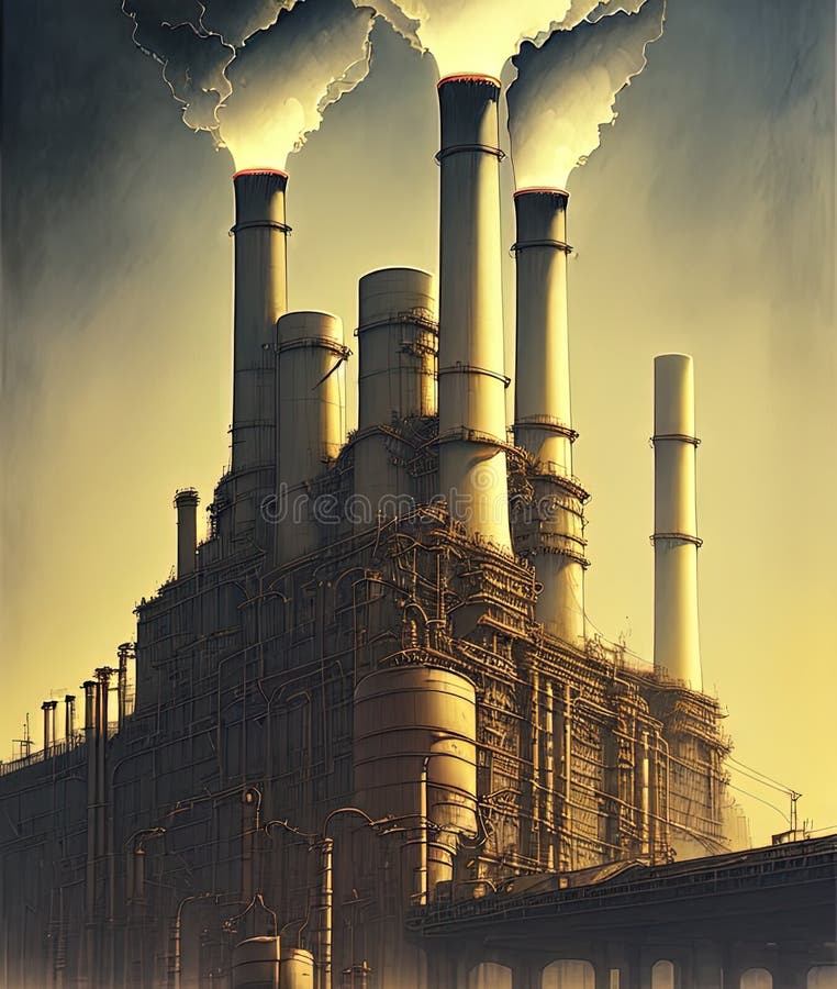 Power Stations Commercial Business. Generative AI. Stock Illustration ...