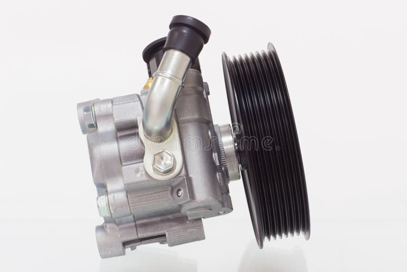 Power Steering Pump on a White Background Engine Stock Image - Image of ...