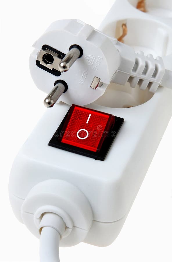 Power Strip Switch Turned on Stock Photo - Image of conector, isolated ...