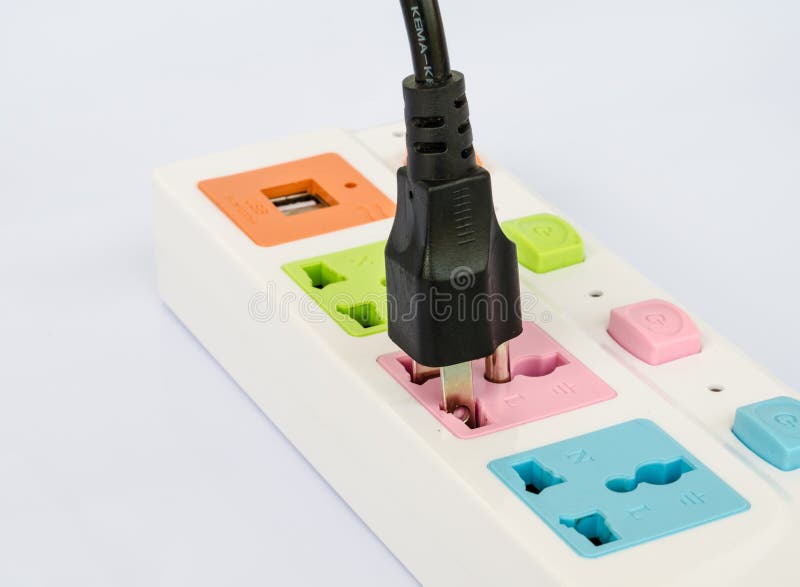The power strip . stock image. Image of electrical, overloaded - 57781187