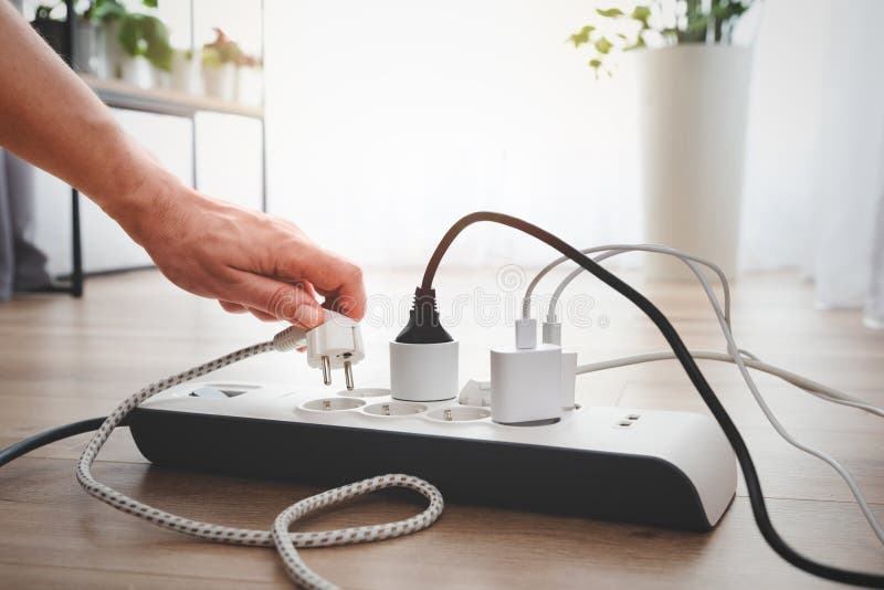 Power Strip Socket with Connected Plugs Stock Image - Image of economy ...