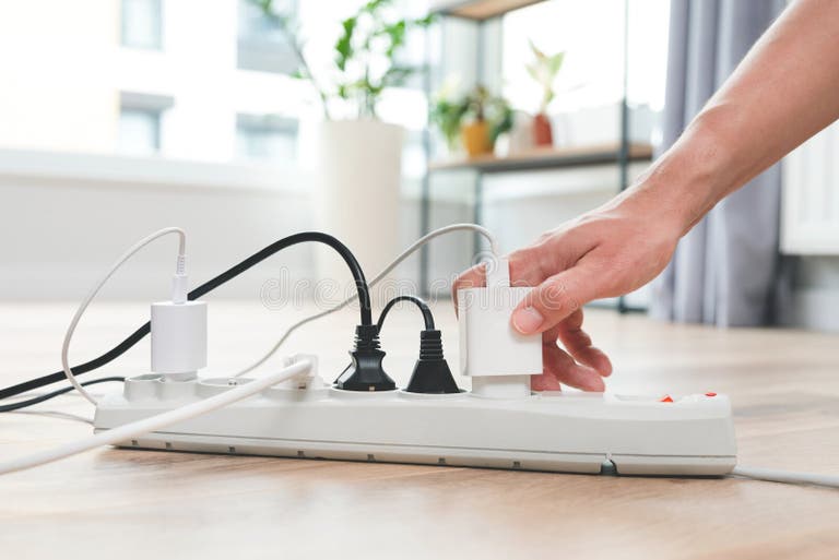 Power Strip Socket with Connected Plugs Stock Image - Image of energy ...