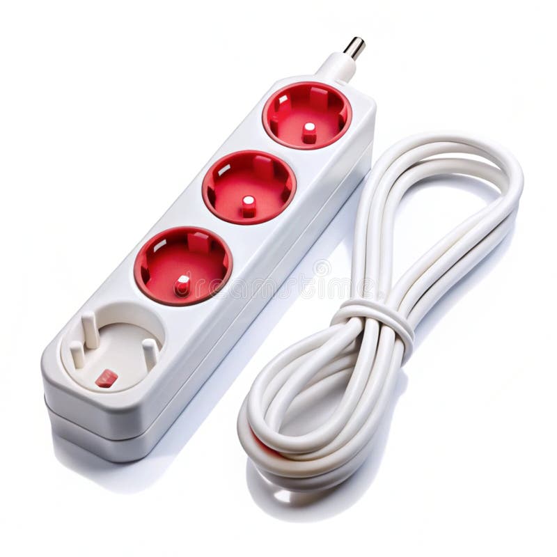 Power Strip White Cord Red Plugs Isolated Background Stock Photos ...