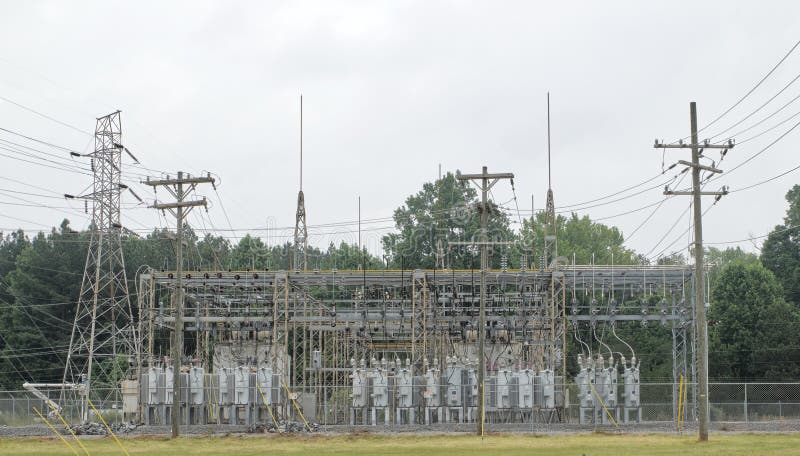Power Substation Behind Fences Stock Photo - Image of vehicle, facility ...