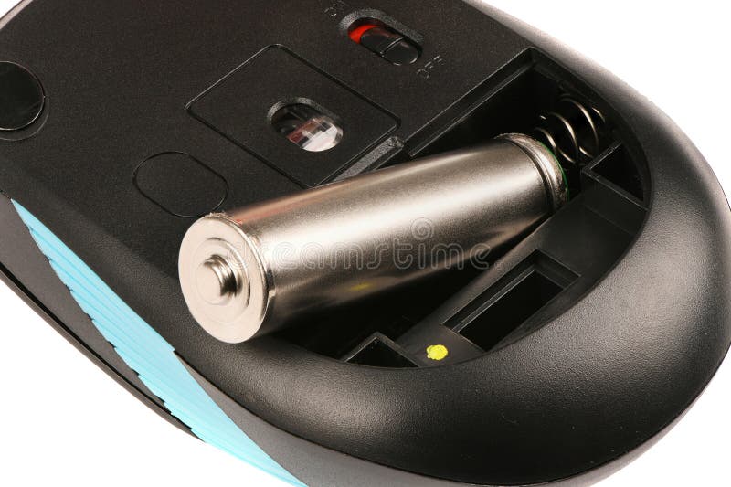 Power Supply Compartment for a Wireless Computer Mouse. Extrem Close-up ...
