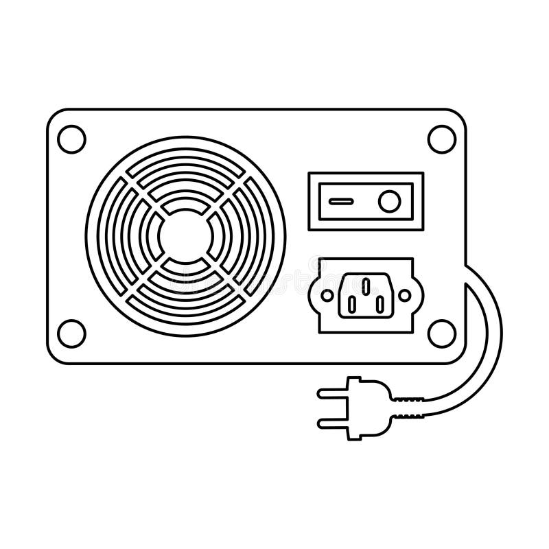 Power Supply Icon in Outline Style Stock Vector - Illustration of plug ...