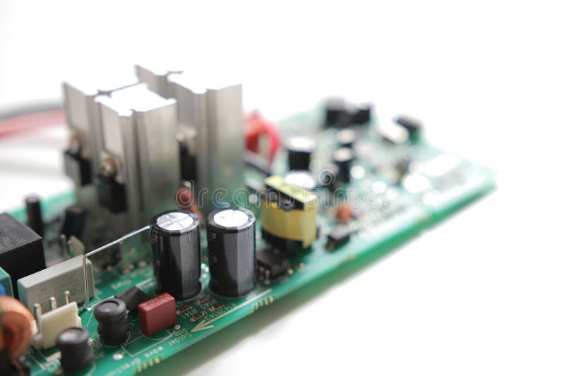 Power Supply Modern Printed-circuit Board with Electronic Components ...