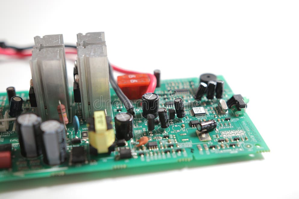 Power Supply Modern Printed-circuit Board with Electronic Components ...