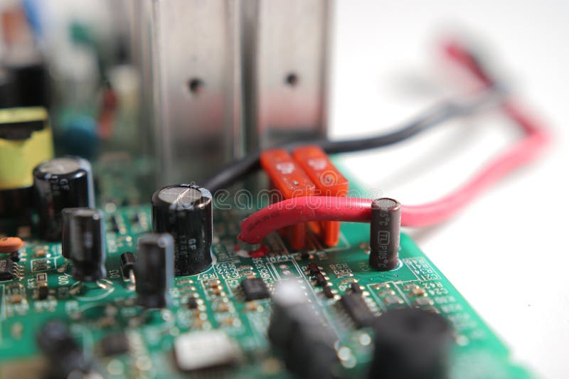 Power Supply Modern Printed-circuit Board with Electronic Components ...