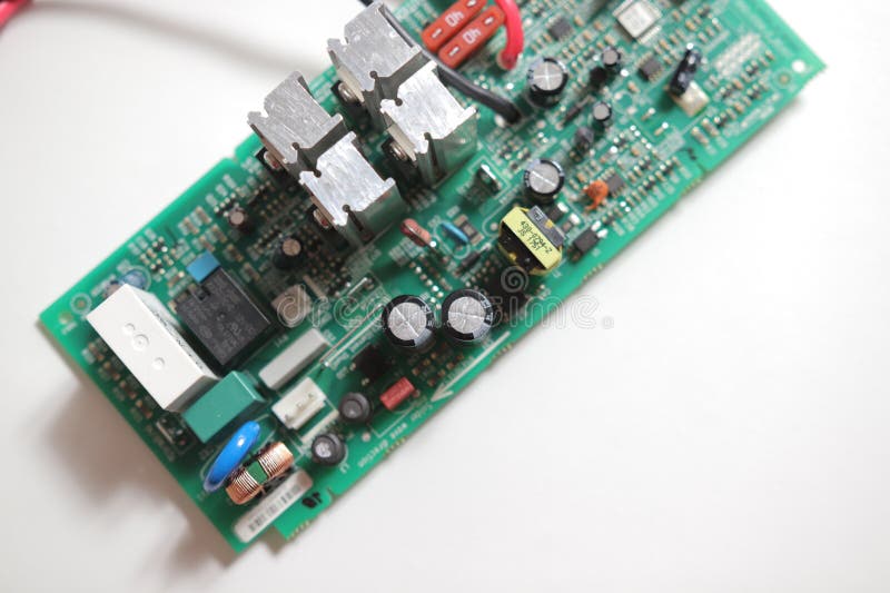 Power Supply Modern Printed-circuit Board with Electronic Components ...