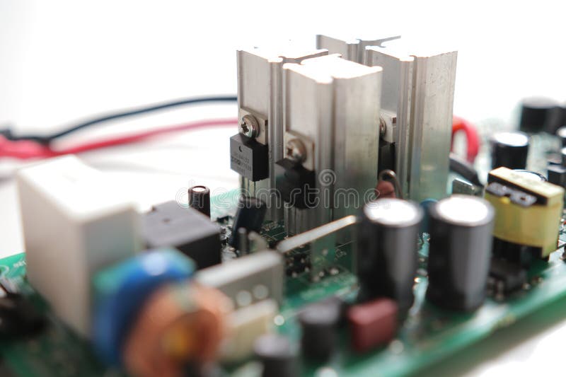 Power Supply Modern Printed-circuit Board with Electronic Components ...