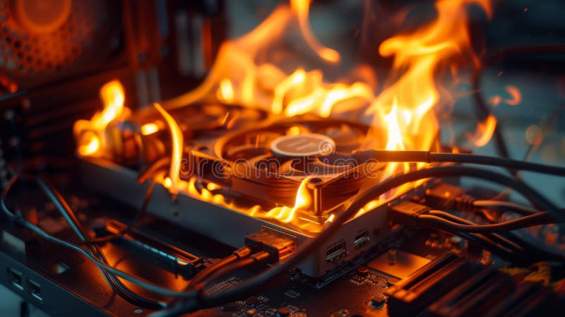 Power Supply for PC is Burning on Fire Flames Stock Illustration ...