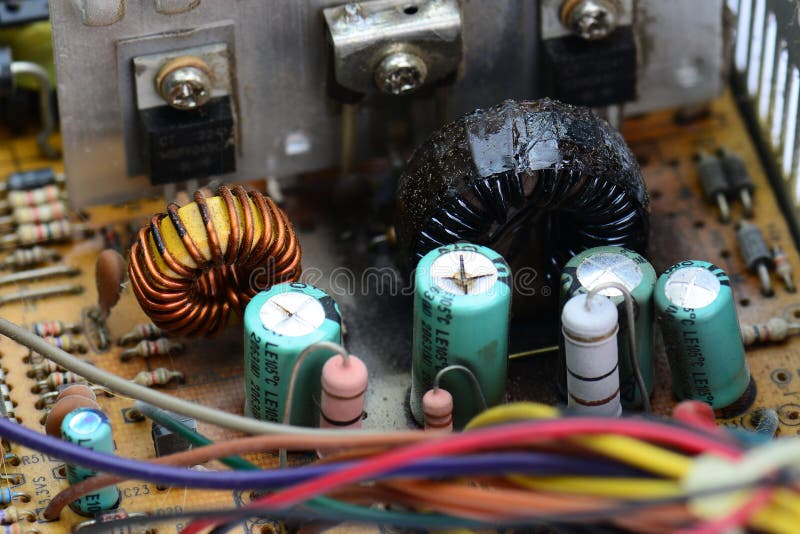 Power supply from PC burnt stock photo. Image of electrical - 64174050