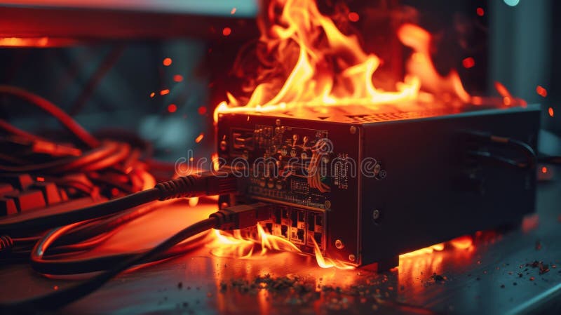 Power Supply for PC is on Fire Stock Illustration - Illustration of ...