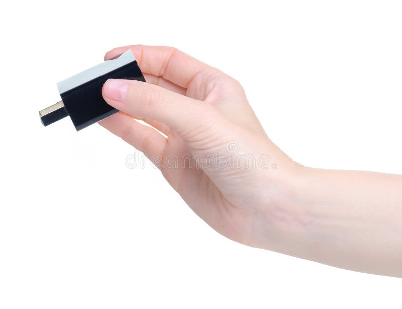 Power Supply usb in hand stock image. Image of computer - 180152633