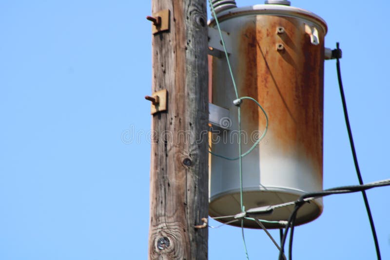 Power Supply Utility Pole Rusty Transformer Stock Image - Image of pole ...