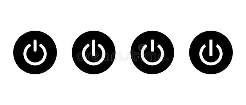 Power Switch Button Icon on Black Circle. on and OFF Sign Symbol Stock ...